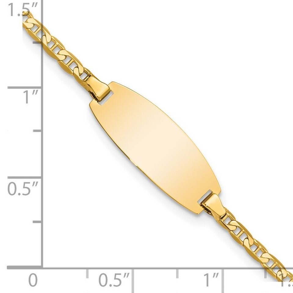 14k Yellow Gold Link ID Chain Bracelet L-6'' W- 8mm 2.53g | eBay