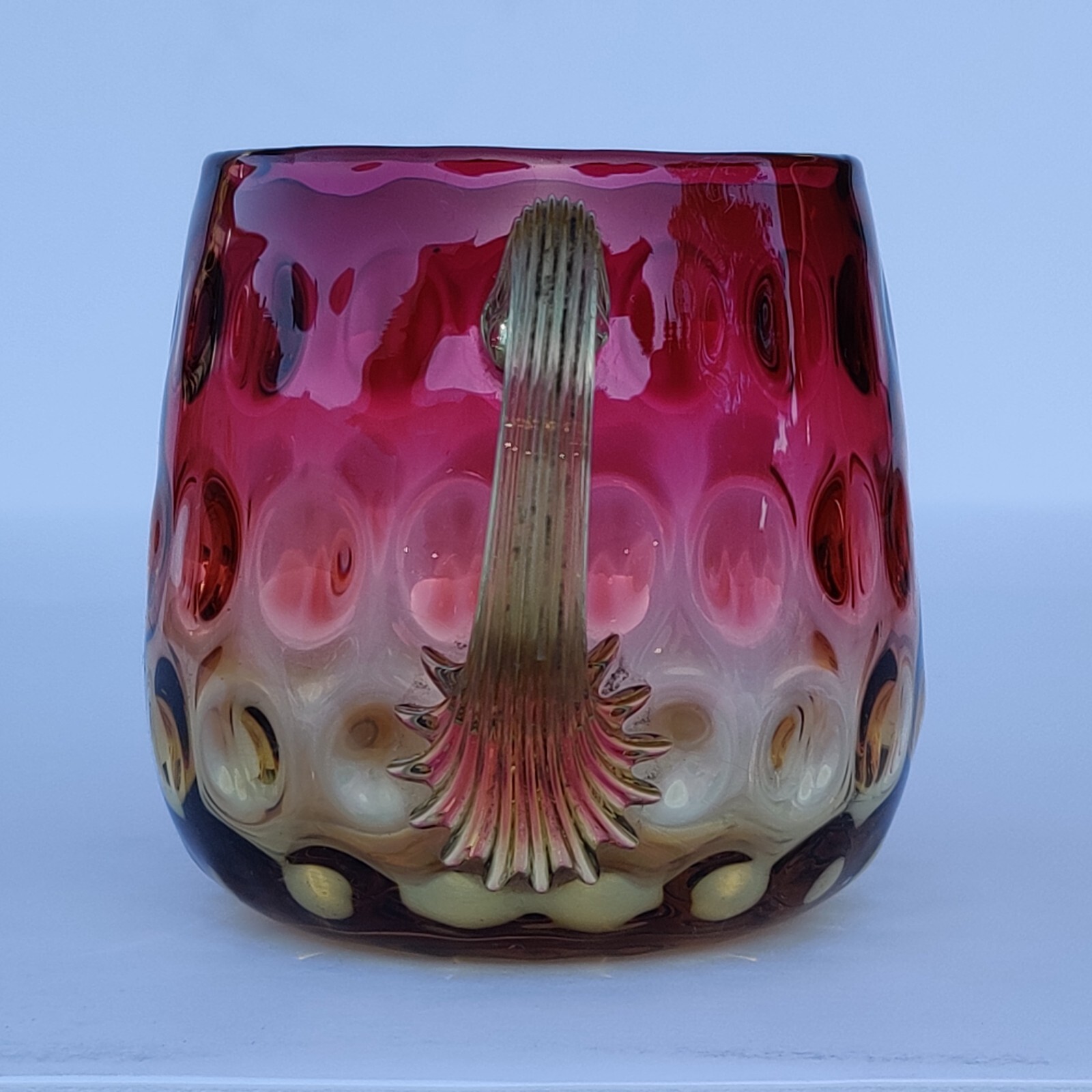 1890 Antique Mt. Washington New England Amberina Glass Cup Mug Inverted ...