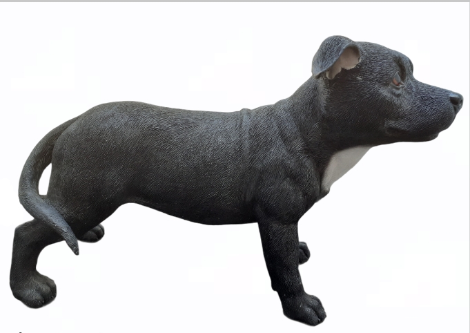 Black Staffordshire Terrier Dog Med Statue Staffy Staffie Dog Figurine ...