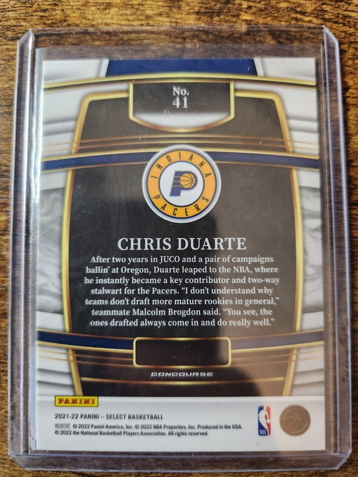 2021-22 Panini Select Chris Duarte Concourse Rookie RC #41 Indiana ...