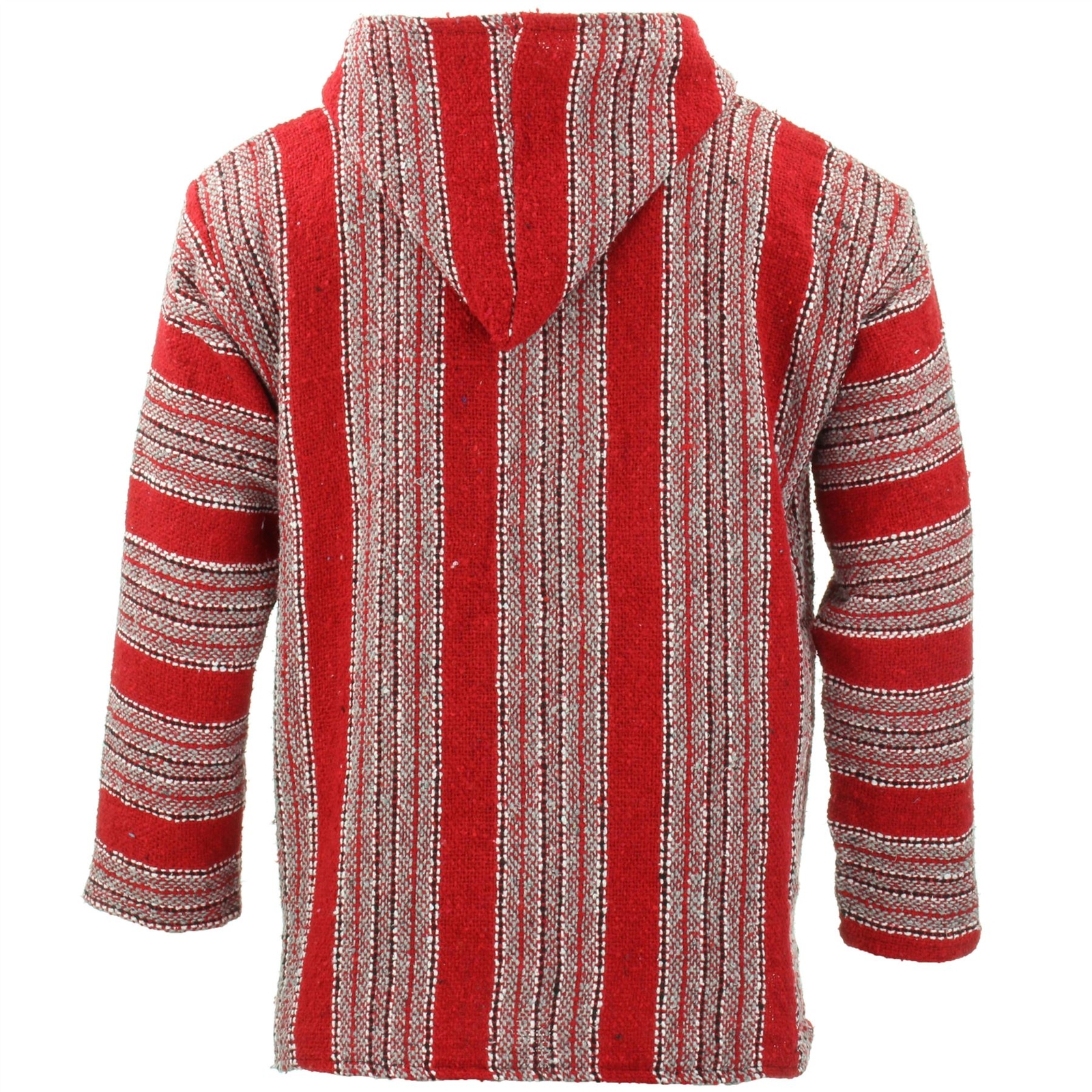 Recycled Mexican Baja Jerga Hoody Drug Rug Pullover Hoodie Red Grey | eBay