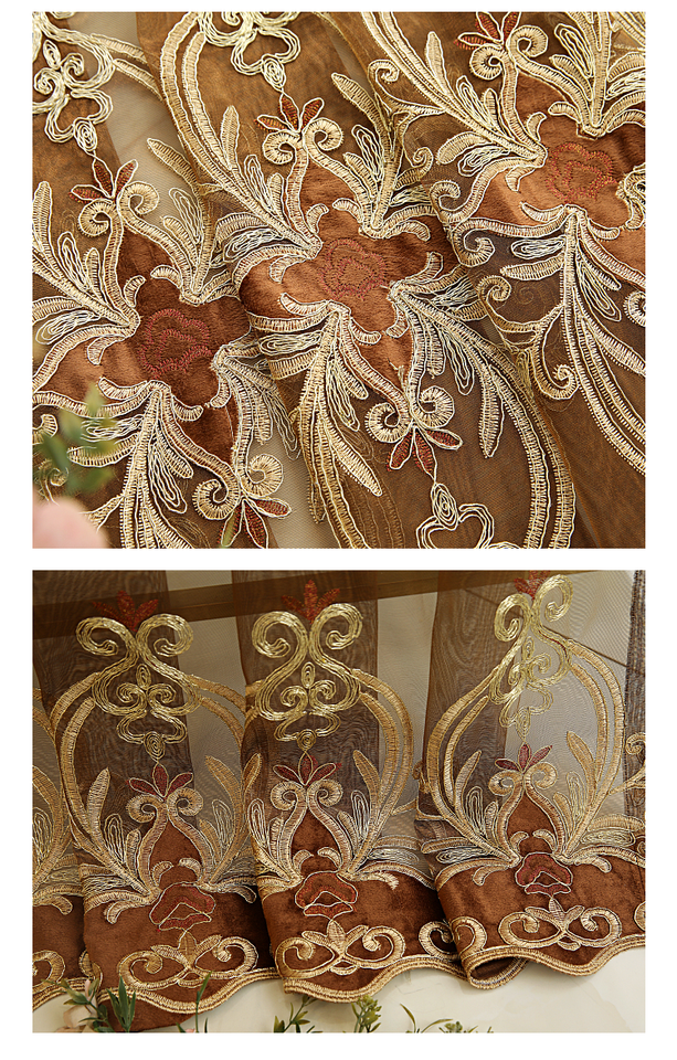 Chenille embroidered European coffee cloth curtain tulle valance drape ...
