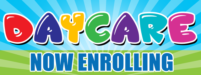 Day Care Now Enrolling Banner Preschool Child Care School Full Print ...