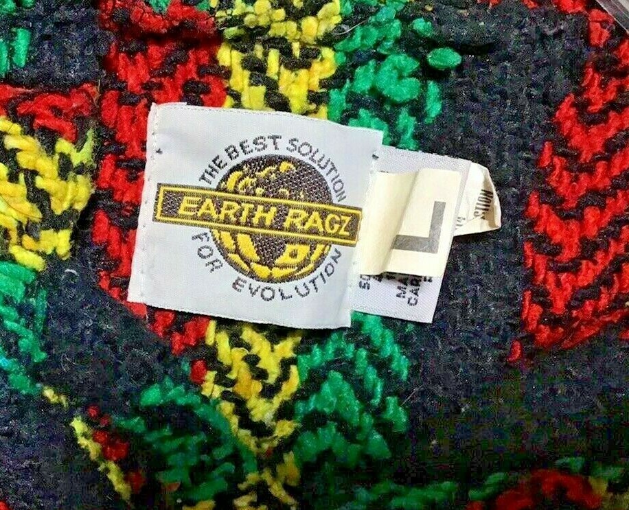 Earth Ragz Hoodie Pullover Hippie Rasta Baja Multicolored Stripes ...