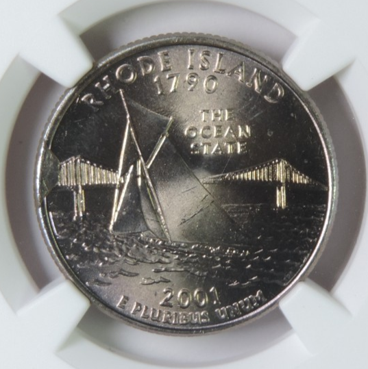 2001 P Rhode Island State Quarter Reverse Die Break Cud Mint Error NGC ...