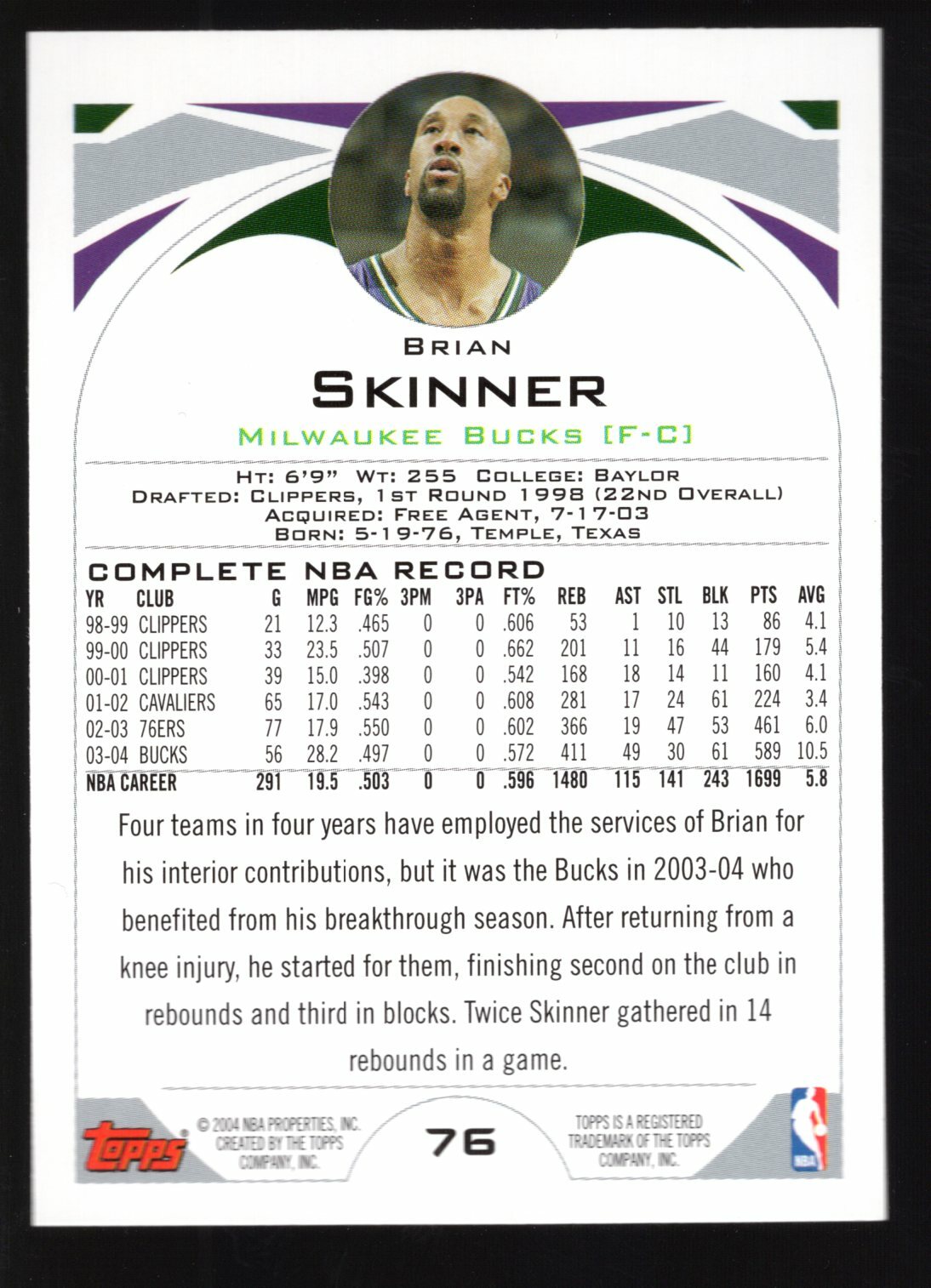 2004-05 Topps - 1st Edition #76 Brian Skinner for sale online | eBay