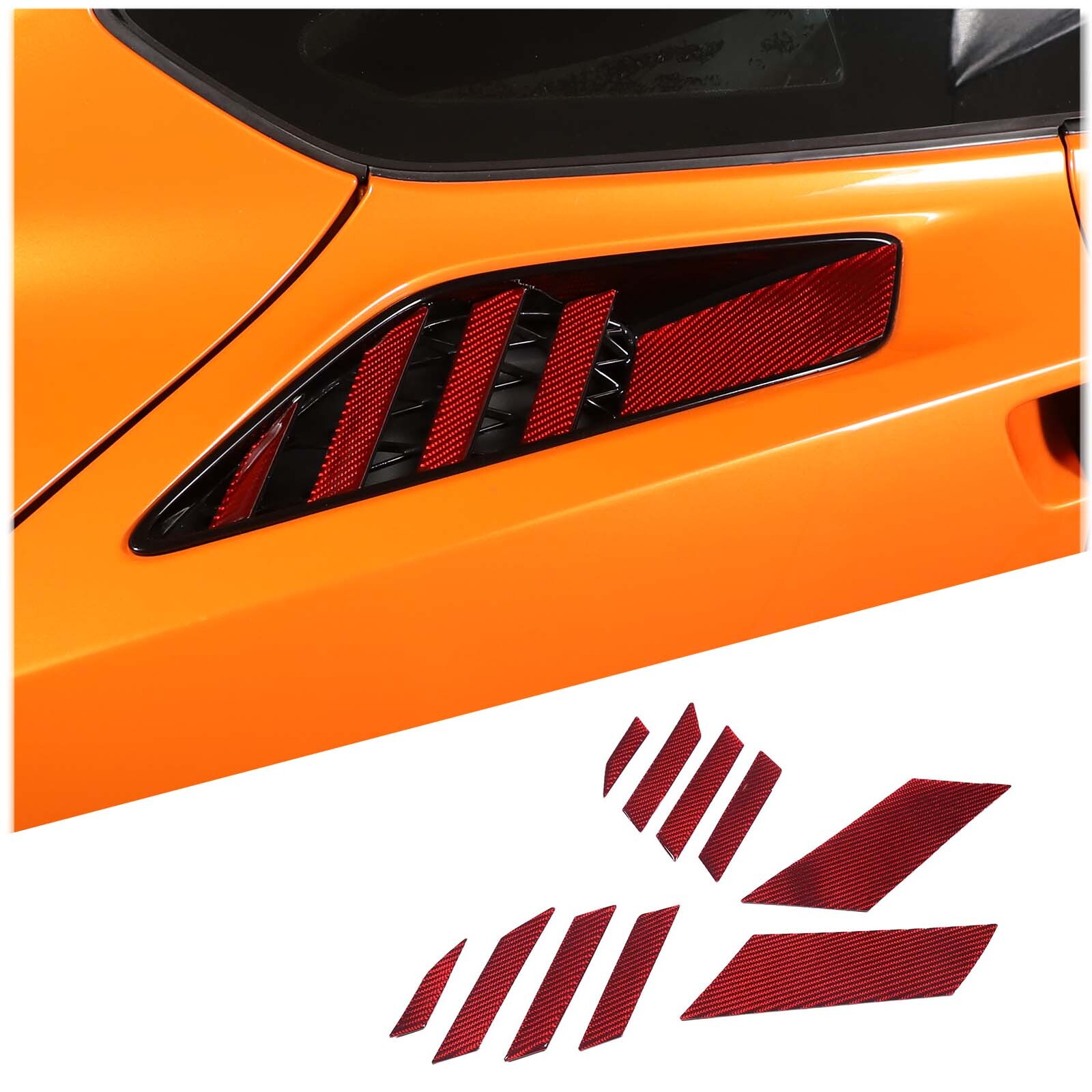 10PCS Red Carbon Fiber Rear Fender Air Intake Sticker For Corvette C7 ...