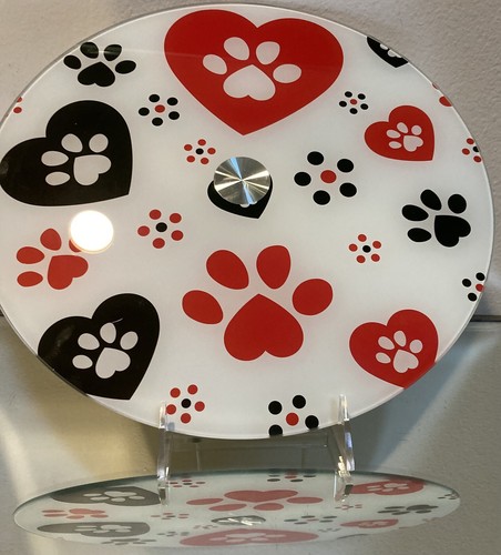 Temp-tations "Pawfetti" Glass Lazy Susan Red, White & Black Ex. Cond ...