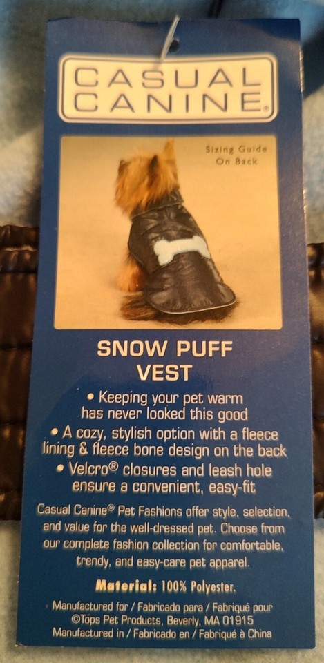 Casual Canine Snow Puff Vest Dog Navy Blue Size S/M NWT | eBay