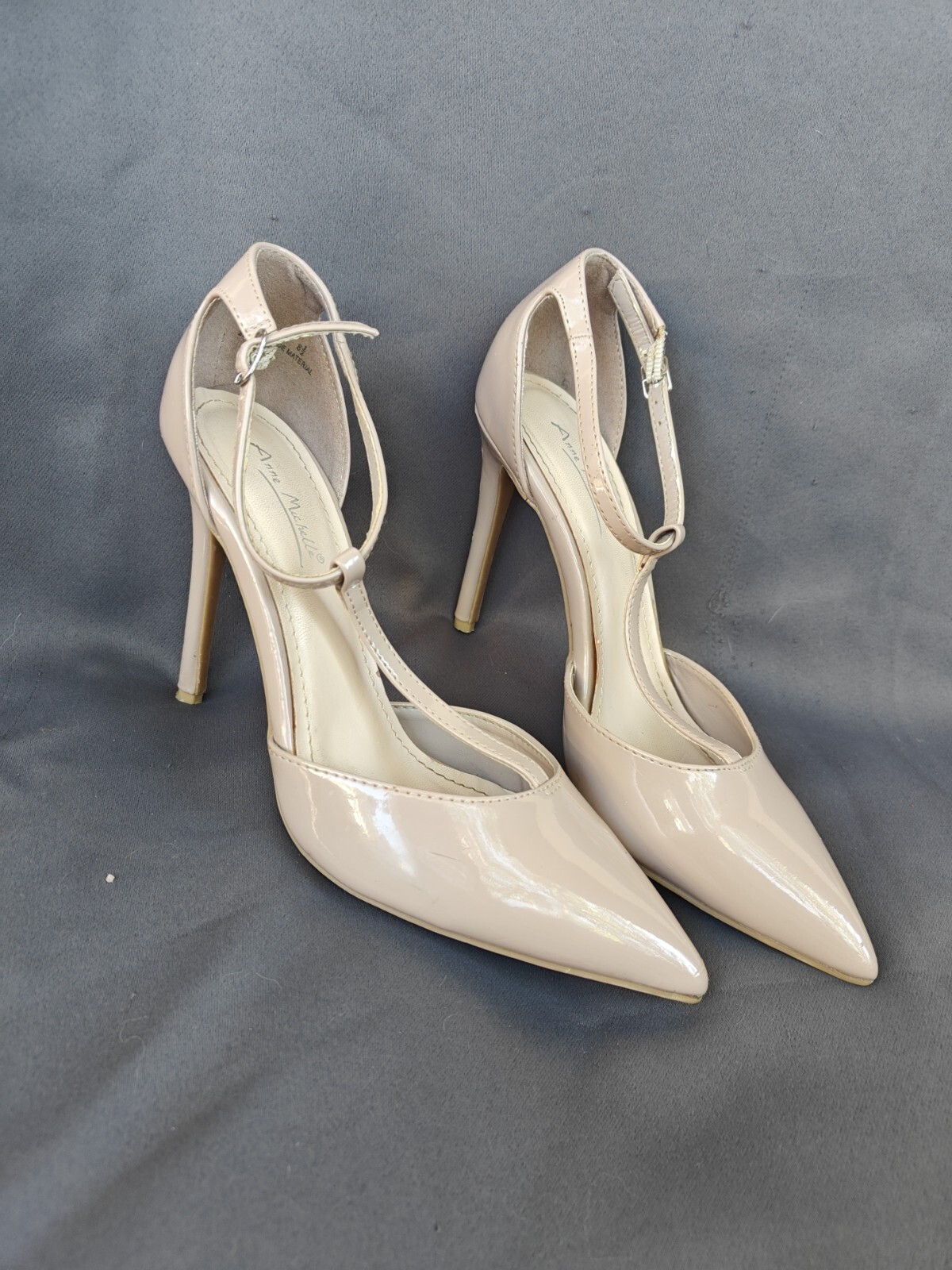 Anne Michelle Patent Leather High Heel Beige Nude Sti… - Gem