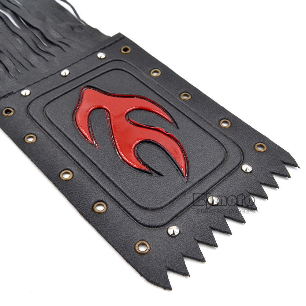 Universal Leather Motorcycle Handle Bar Tassels Fringe Grip Cover Long ...