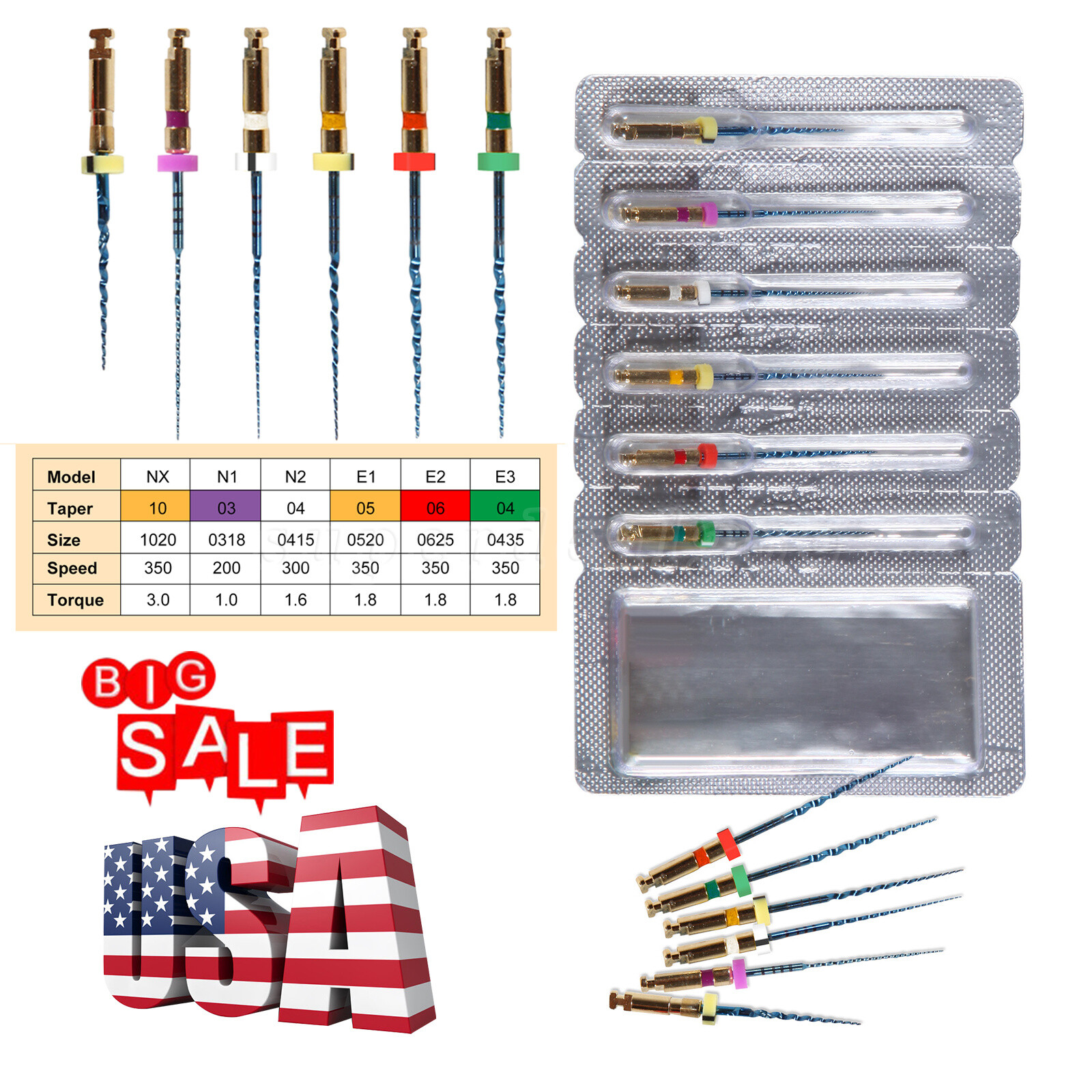 6pcs Dental Endodontic NiTi Rotary Files Engine Use for Endo Motor Root ...