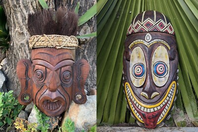 Trader Sam & Tiki Joe Enchanted Tribal Tiki Bar Wood Mask -- SET OF 2 ...