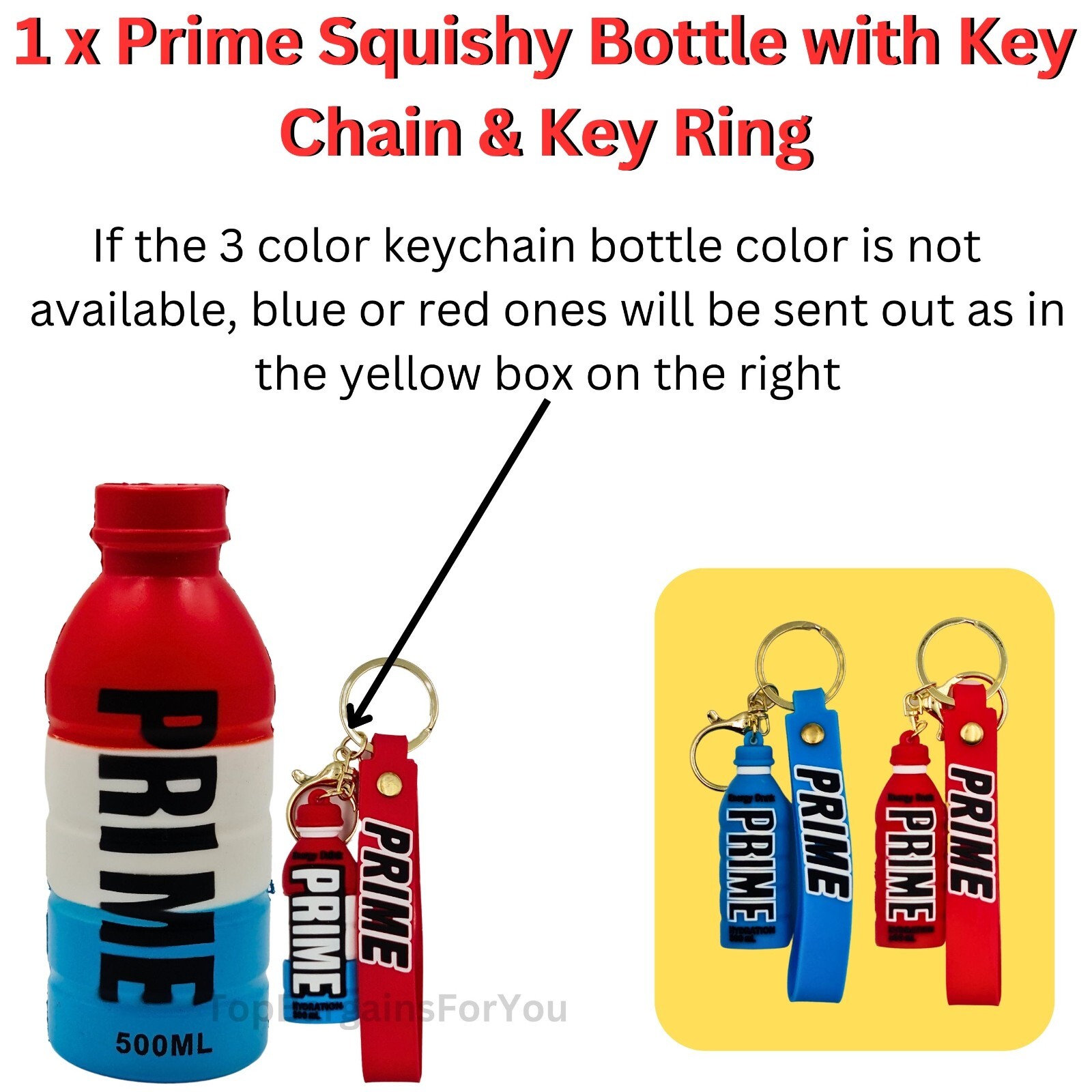 KSI Prime Squishy Bottle with Metal Keychain Keyring for Kids Boys ...