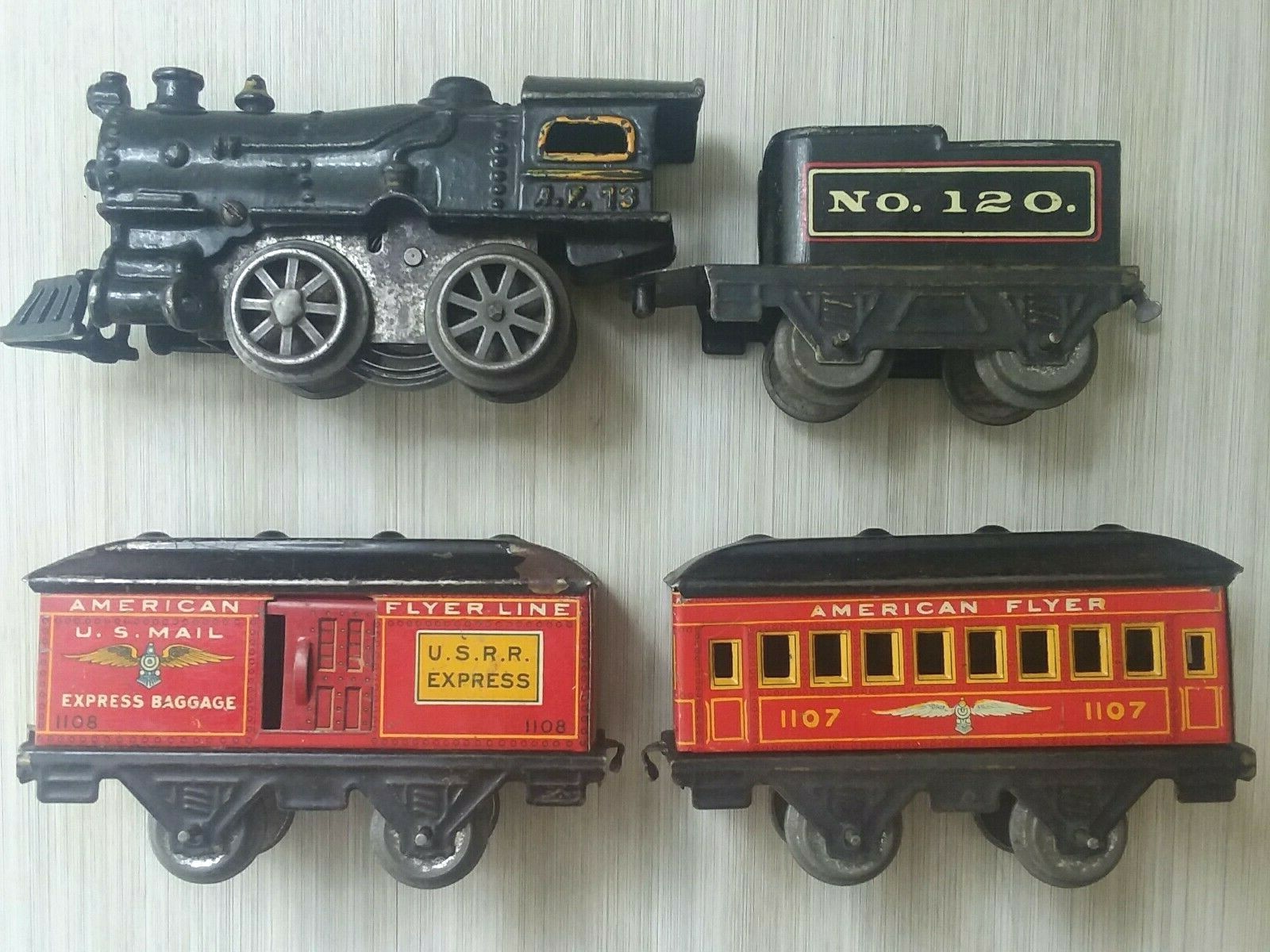 vintage American Flyer WIND UP Toy Train Set in Original Box; 13 Loco ...