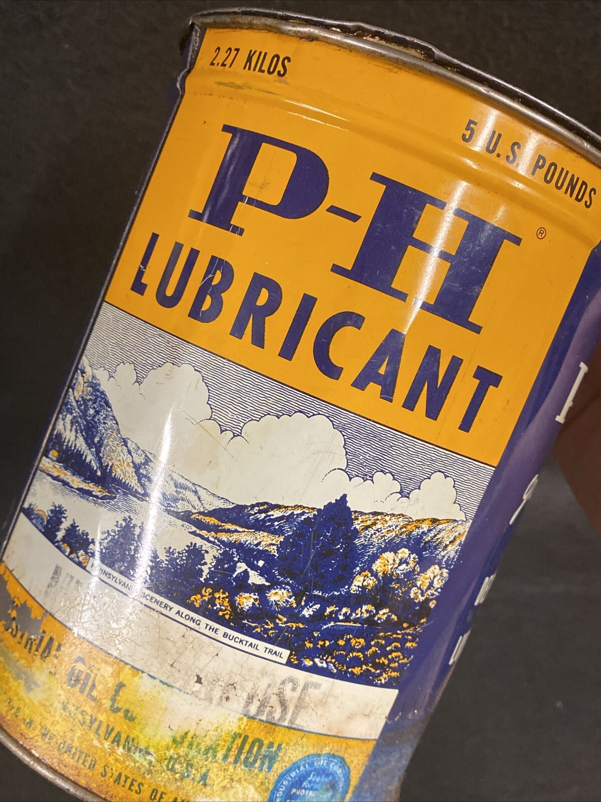 Penn Hills 5 Lb Grease Can P-H Lubricant Warren PA Oil Graphic Gas ...