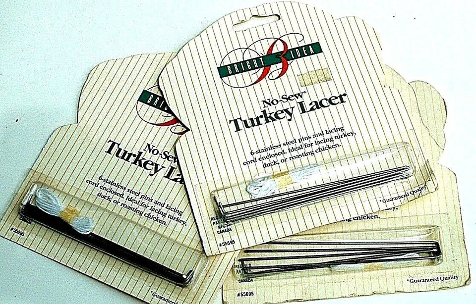 Set Of 3 Packs Bright Idea No Sew Turkey Poultry Lacers Stainless Steel ...