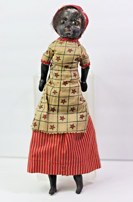 Antique Bisque Head Black Doll Glass Eyes Original Dress Composition ...