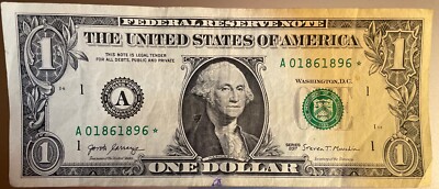 FLIPPER STAR NOTE 2017 $1 Fancy Serial Number A01861896* | eBay