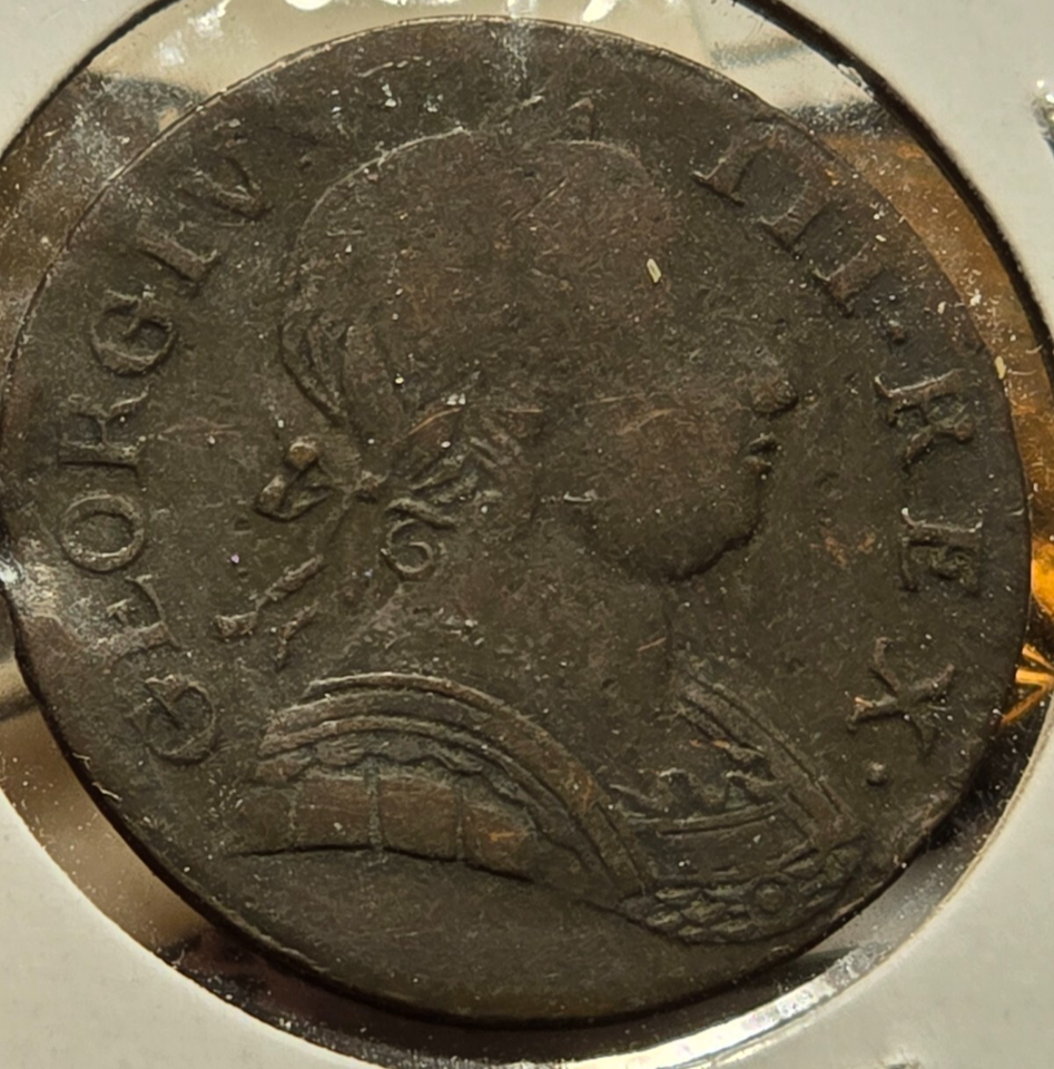 1775 UK 1/2 Penny - KING GEORGE 3rd 1/4 MILLENNIUM IN AGE! GREAT ...
