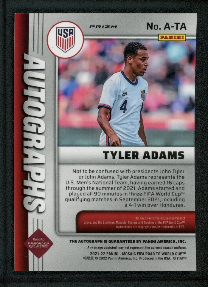 2021-22 TYLER ADAMS AUTO PANINI MOSAIC FIFA ROAD TO WORLD CUP SILVER ...