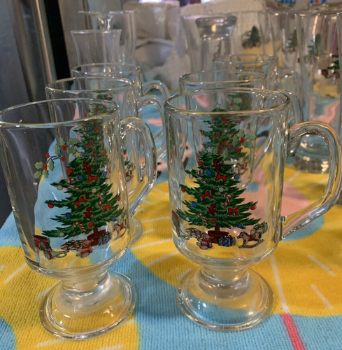 Vintage Luminarc Noel Clear Glass Footed Christmas Tree Irish Coffee ...