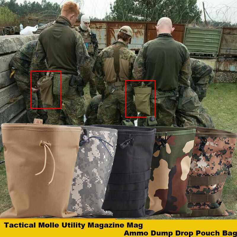 Military Tactical MOLLE Large Dump Pouch Magazine Drop Pouch Utility ...