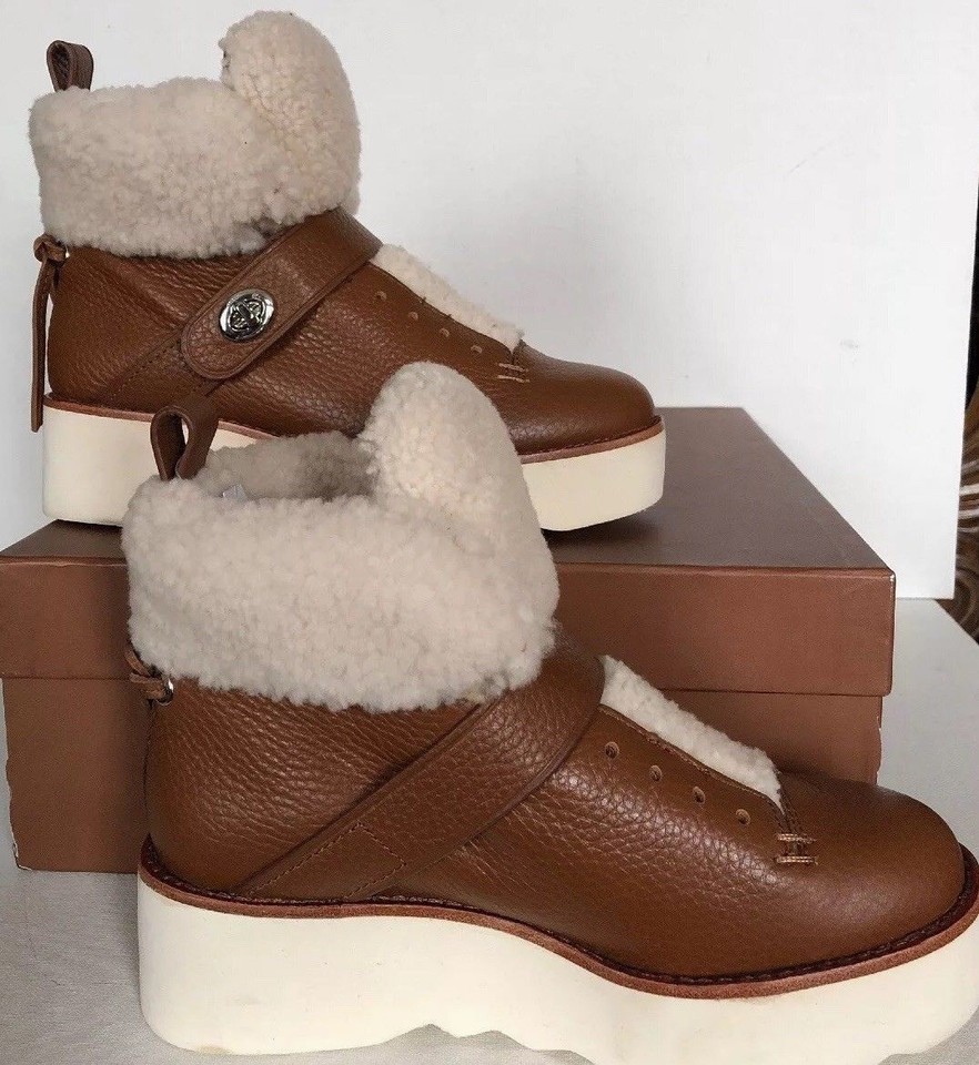 New Coach Q7800 Urban Hiker Shearling PCS Women Boots Size 5 Saddle | eBay