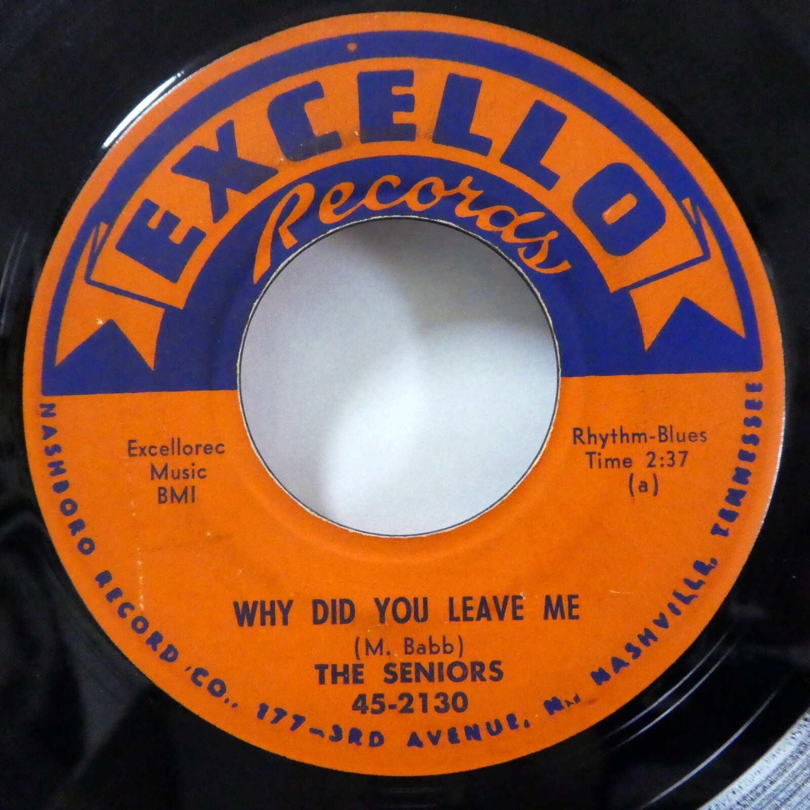 the SENIORS 45 Why Did You Leave Me / Sloo Foot Soo EXCELLO doowop Kz ...