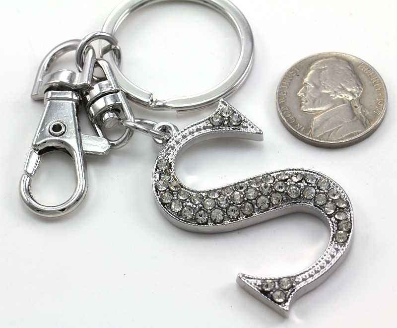 Clear Name Alphabet Initial Letter A-Z Car Keychain Key Ring Wedding ...