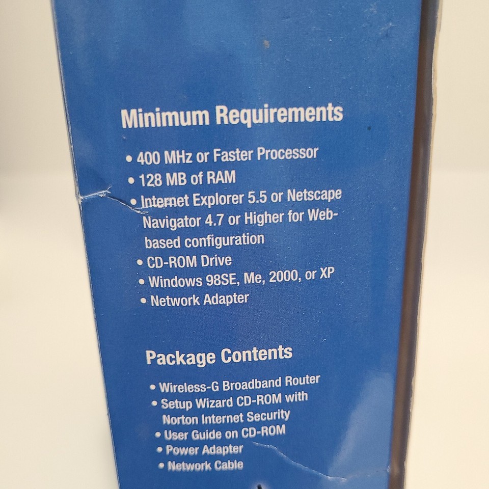 LINKSYS WIRELESS-G 2.4GHz BROADBAND ROUTER MODEL No:WRT54G (B 802 11b G ...