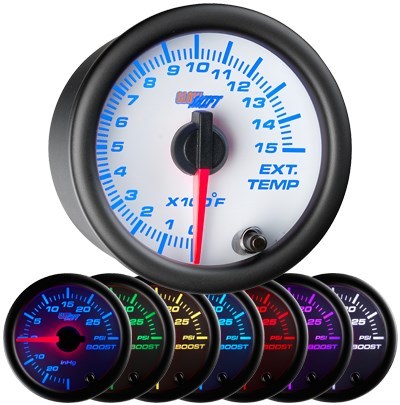 52mm GlowShift White 7 Color 1500 F Diesel Pyrometer EGT Gauge - GS ...