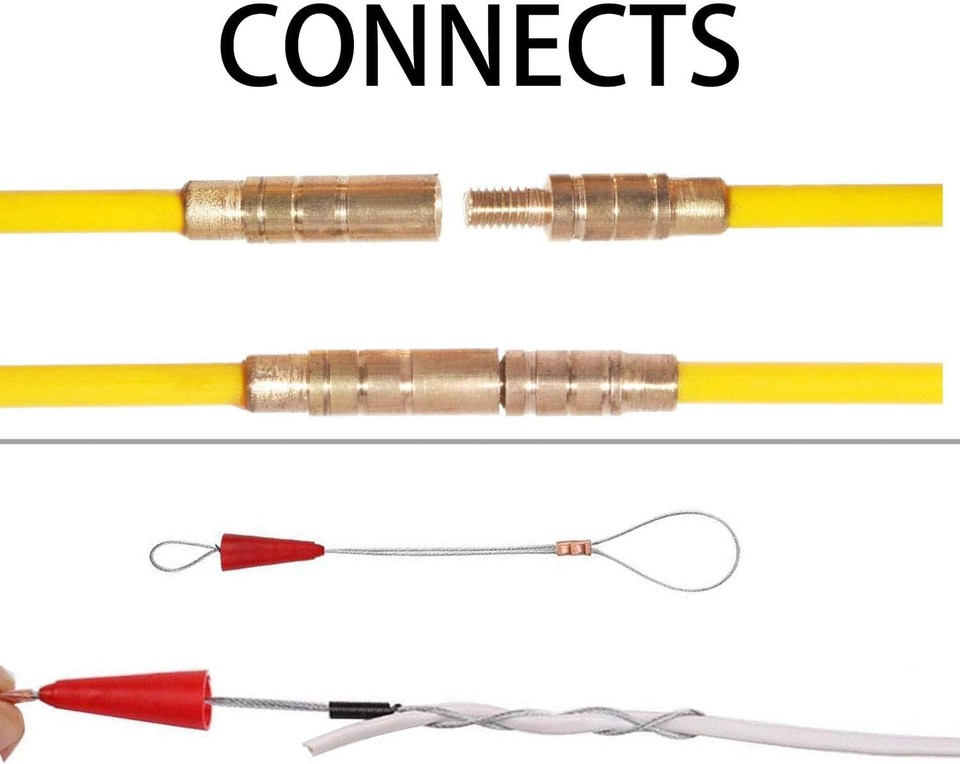 50' Fiberglass Cable Wire Running Rod Coaxial Electrical Connectable ...