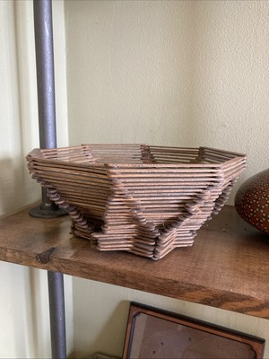 Popsicle Stick Octagon Bowl, Tramp Art, Folk Art, Mid Century Modern ...