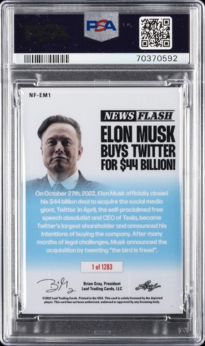 2022 LEAF NEWS FLASH #NFEM1 ELON MUSK PSA 10 | eBay