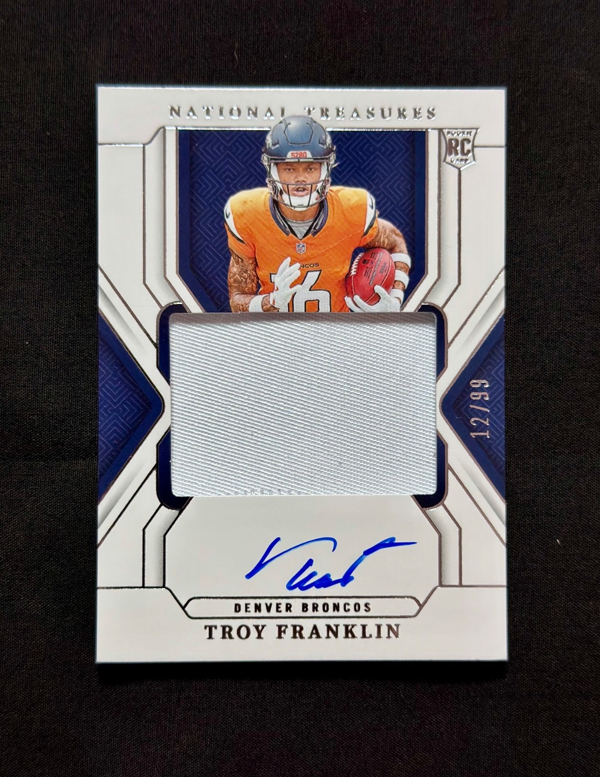 Troy Franklin 2024 National Treasures #168 Rookie Patch Auto /99 Price ...