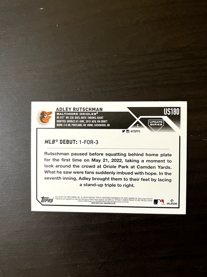 Adley Rutschman 2023 Topps Update Rookie Debut Orange & Black Foil # ...