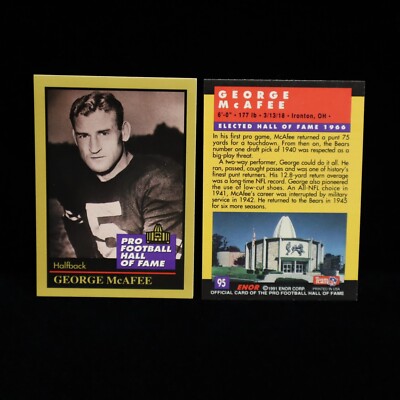 1991 George McAfee Chicago Bears Enor Pro Football Hall of Fame #95 | eBay