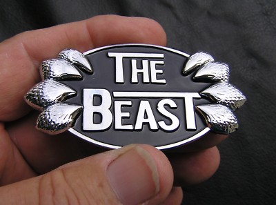 THE BEAST OVAL FENDER EMBLEM Chrome Metal Car Badge NEW fits Chevy Ford ...