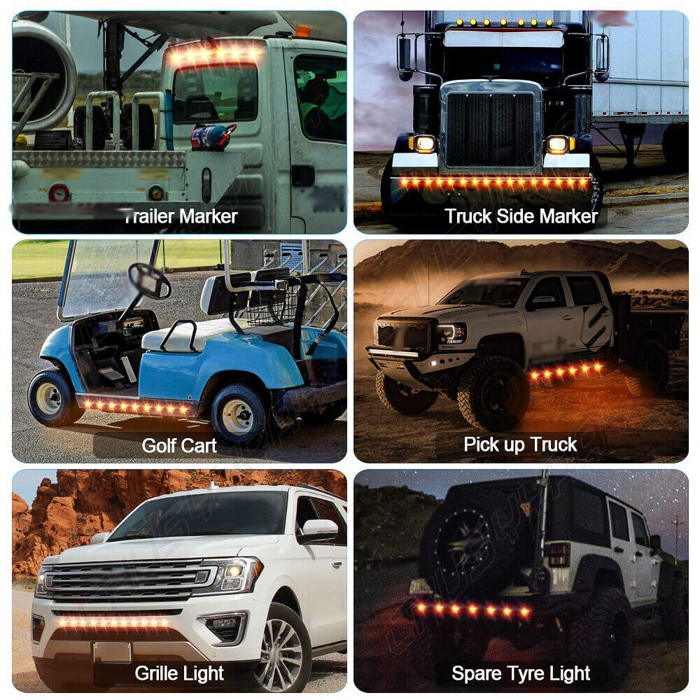 4x Fog Light Universal Round Raptor Style LED Grille Lights Amber ...