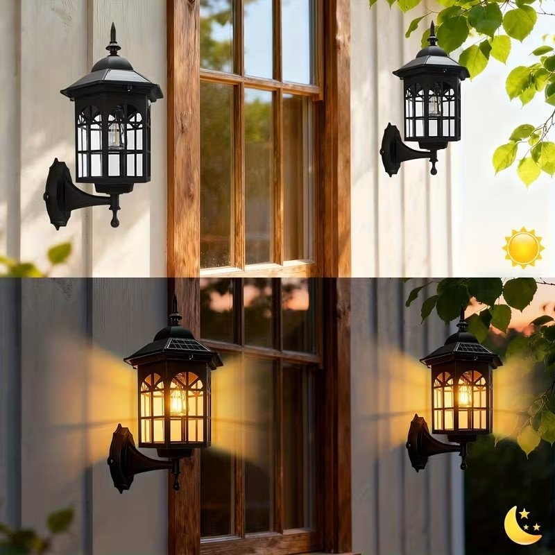 Solar Wall Lights Outdoor Garden LED Solar Powered Lights Porch Wall ...