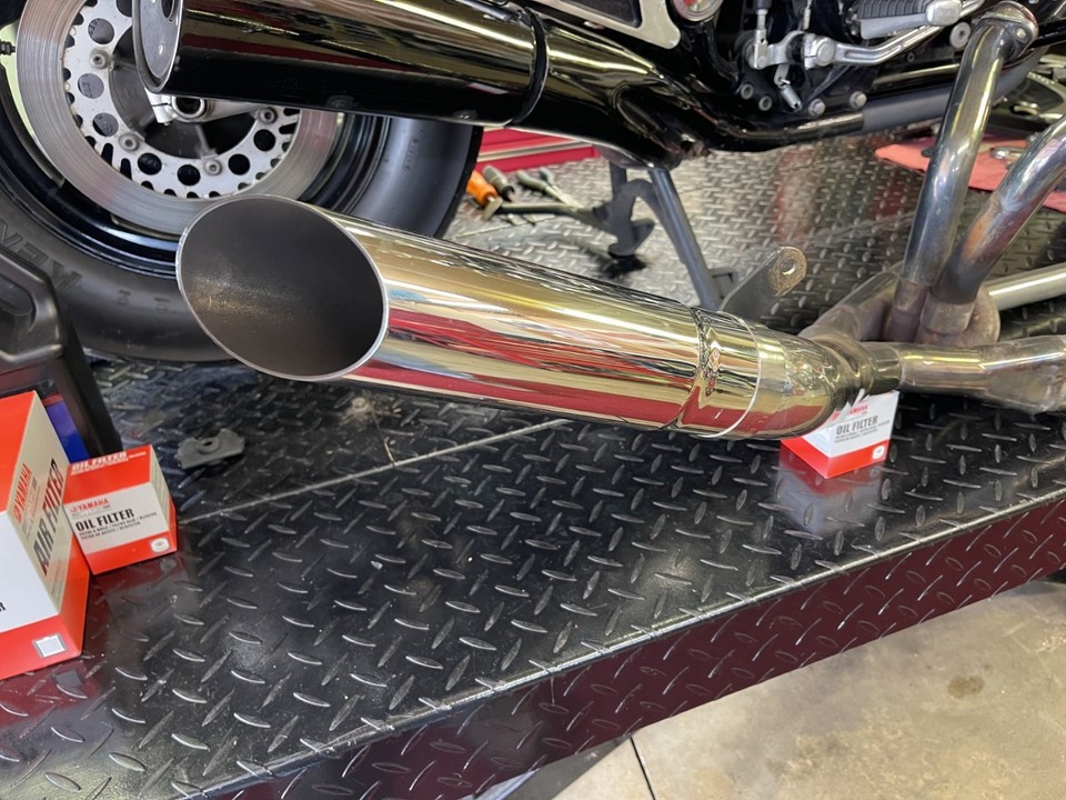 Kerker K-Series 128-41200 4:2:1 Exhaust w 304 Slash Muffler Yamaha Vmax ...