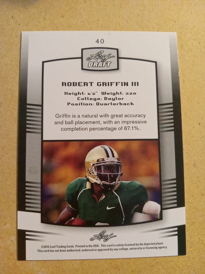 2012 Leaf Draft Red Robert Griffin III #40 | eBay