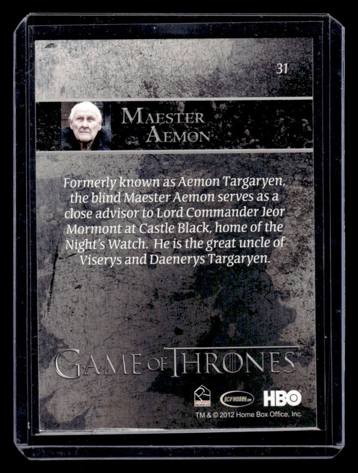 Maester Aemon 2012 Rittenhouse Game of Thrones Season 1 Foil #31 | eBay