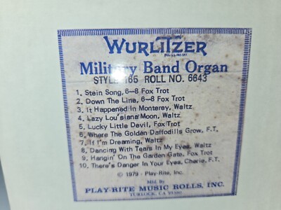 WURLITZER 165 BAND ORGAN ROLL #6643 Fox Trots Waltz | eBay