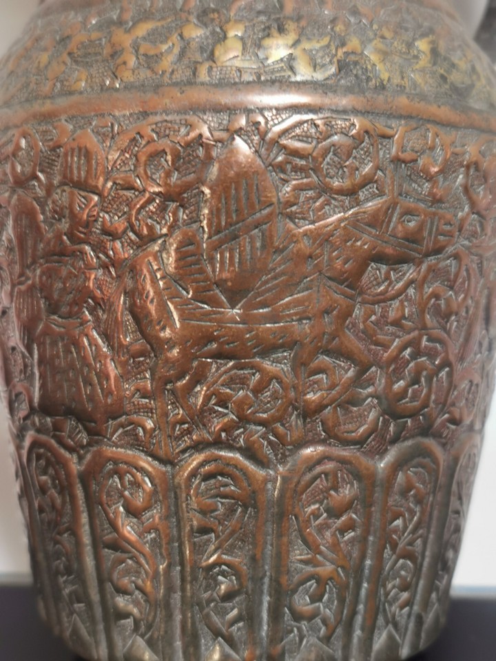 Antique 19th Century Persian Tinned Copper Ewer Hakhamaneshi Design ...