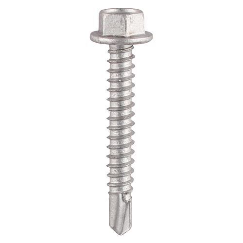 Timco - Metal Light Section Screws Hex Self-Drilling Silver Size 5.5x38 ...