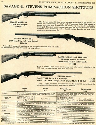 1970 Print Ad of Savage Model 30, 30-L, 30T Trap & Stevens Model 77 ...