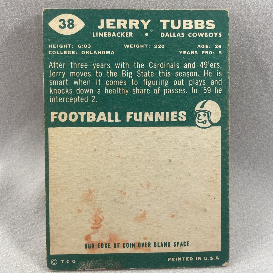Jerry Tubbs (d) -Oklahoma Sooners - Dallas Cowboys Autographed Card | eBay