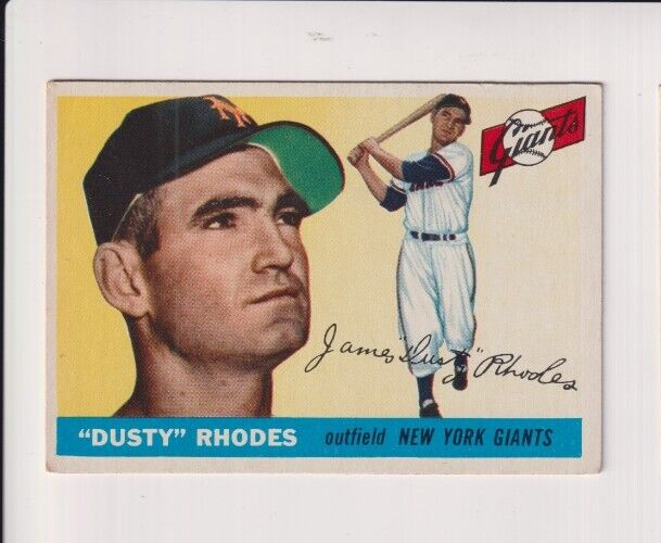DUSTY RHODES 1955 TOPPS BASEBALL #1 NEW YORK GIANTS VINTAGE BASEBALL ...